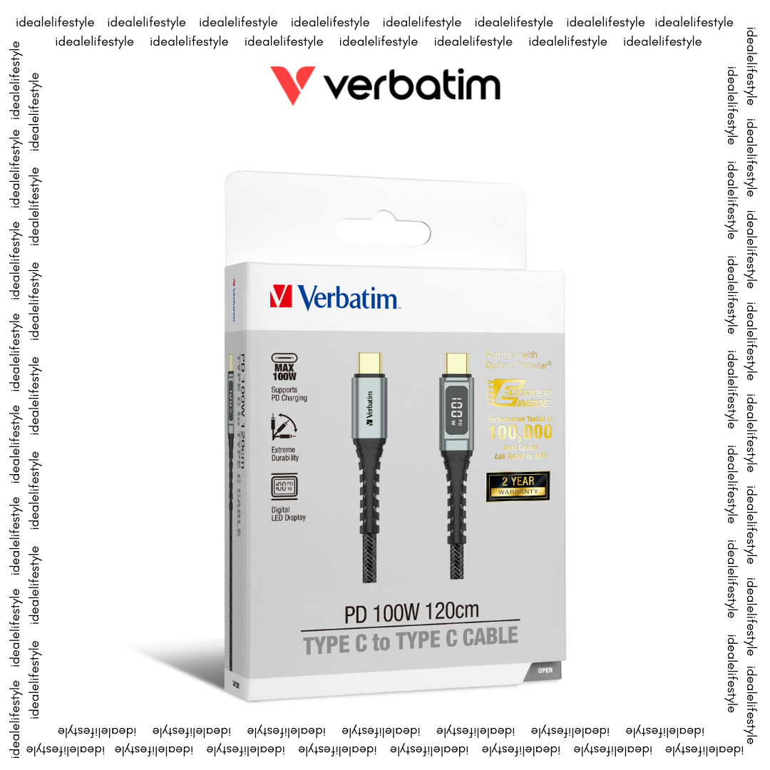 Verbatim PD 100W Type C to Type C Cable 120cm – Fast Charging Cable ...